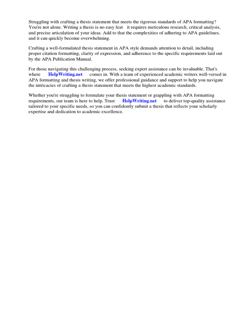 Apa Thesis Statement Examples | PDF