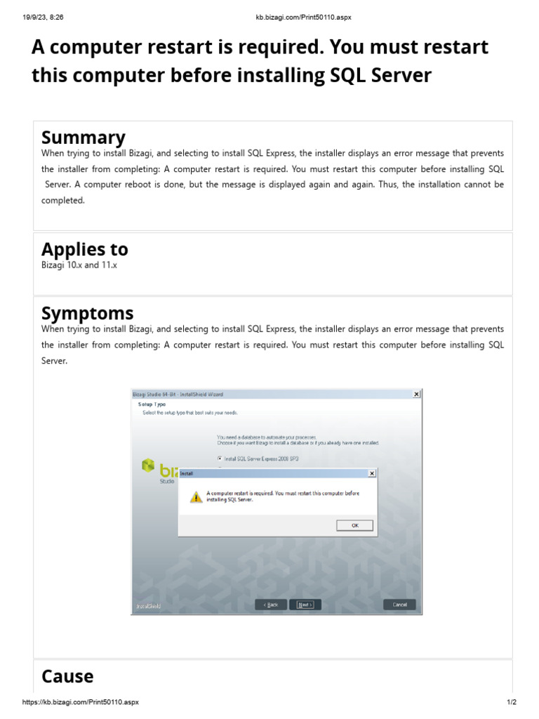 A Computer Start Is Required You Must Restart This Computer Before ...