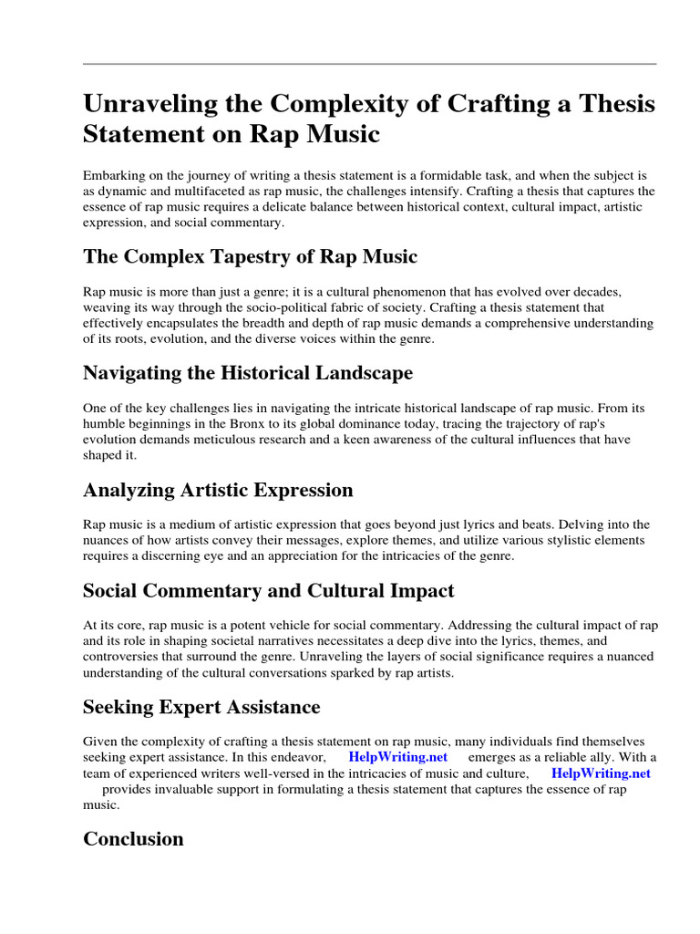 Thesis Statement Rap Music | PDF