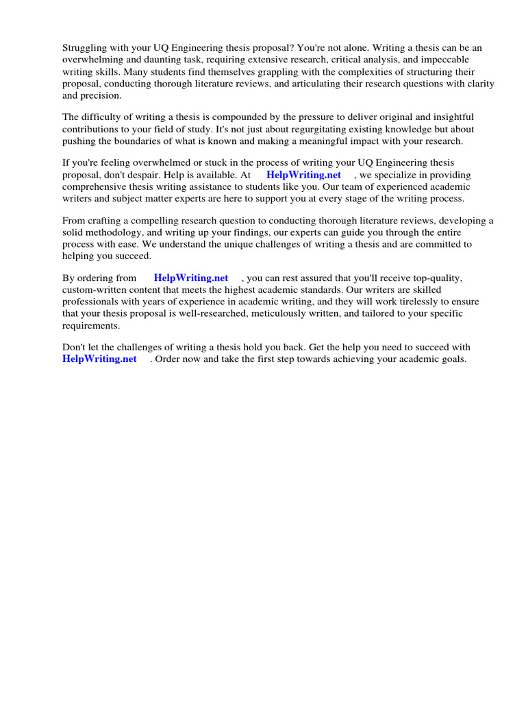Uq Engineering Thesis Proposal | PDF | Thesis | Engineering