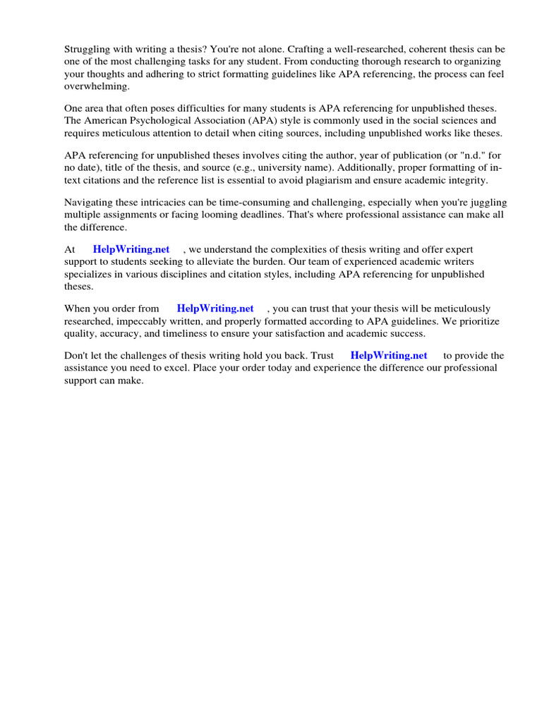 Apa Referencing Thesis Unpublished Pdf Apa Style Citation