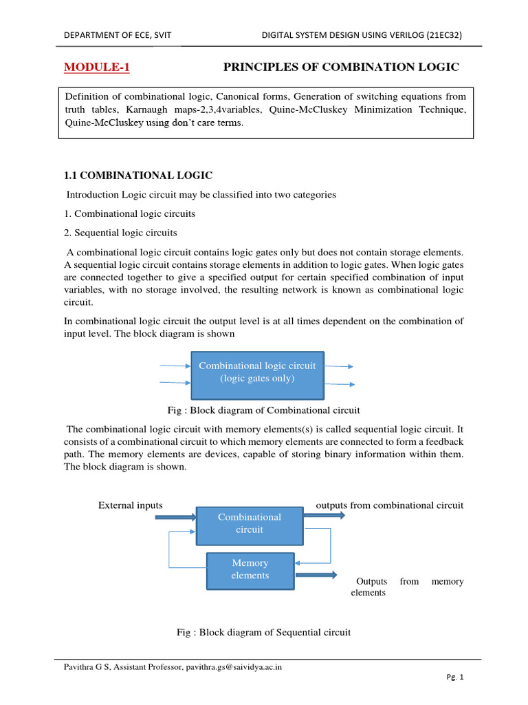 Module 1 DSDV | PDF | Logic Gate | Arithmetic