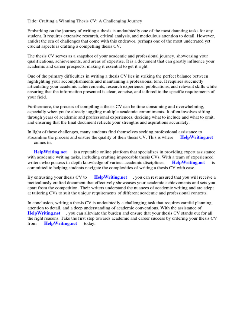 Thesis CV Sample | PDF