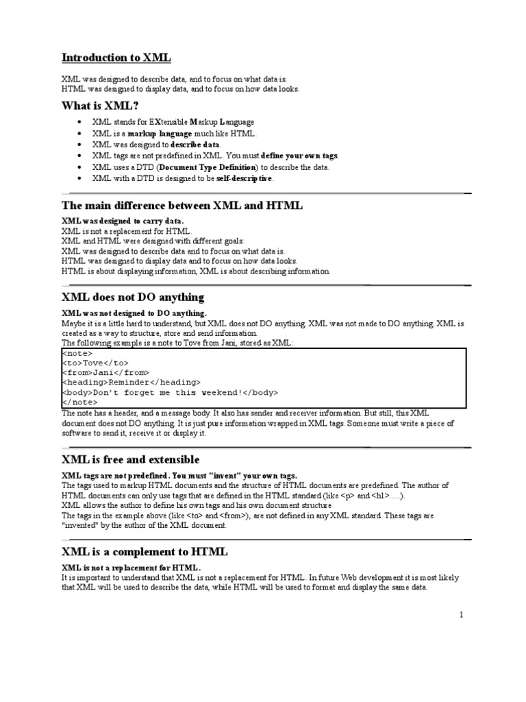 Introduction To XML | PDF