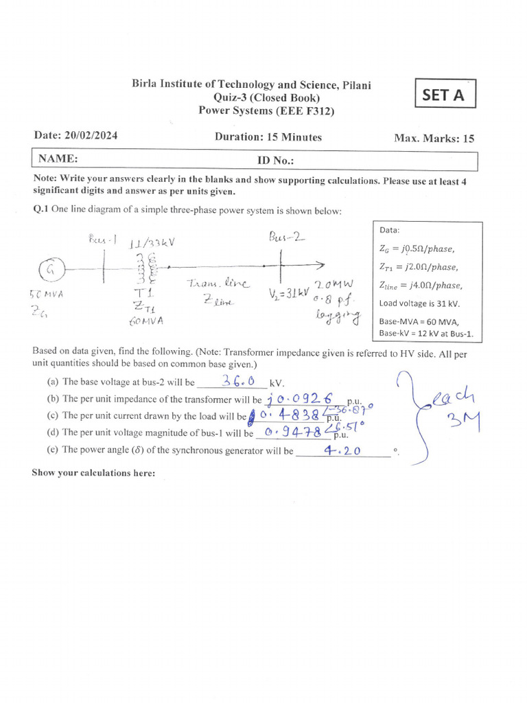 Quiz 3 Soln | PDF