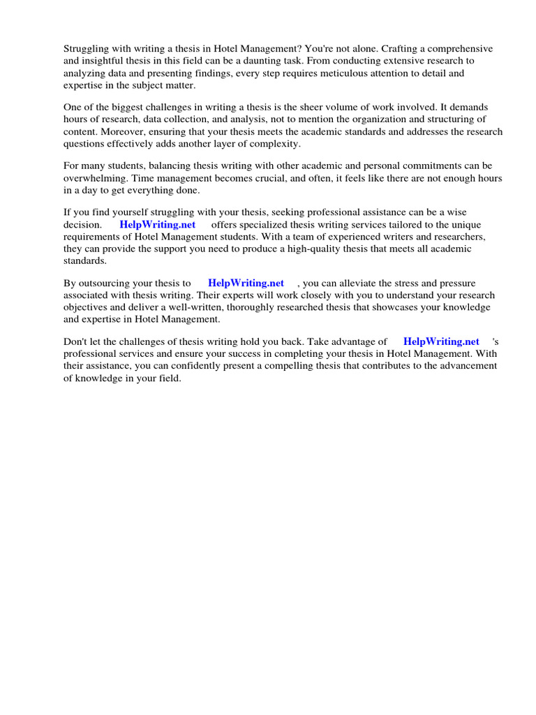 Thesis Hotel Management PDF | PDF | Thesis | Databases