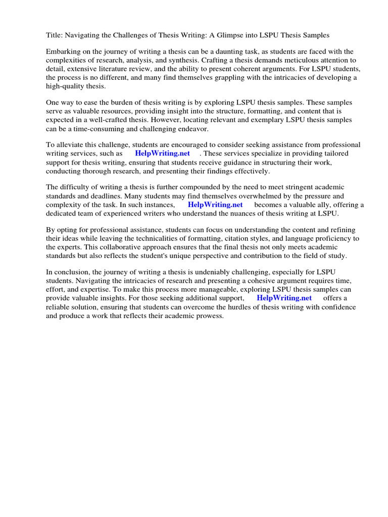 Lspu Thesis Sample | PDF