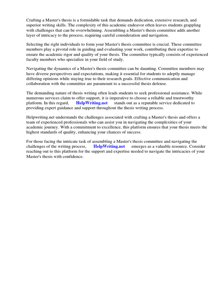 Masters Thesis Committee | PDF | Thesis | Methodology