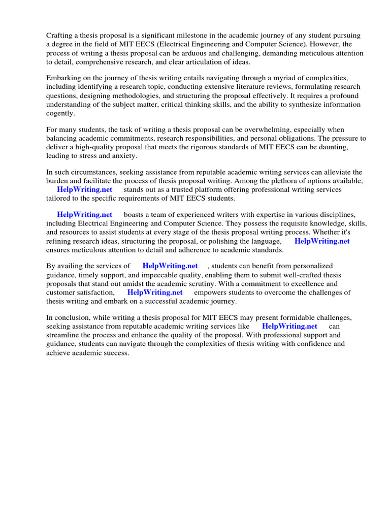Mit Eecs Thesis Proposal | PDF