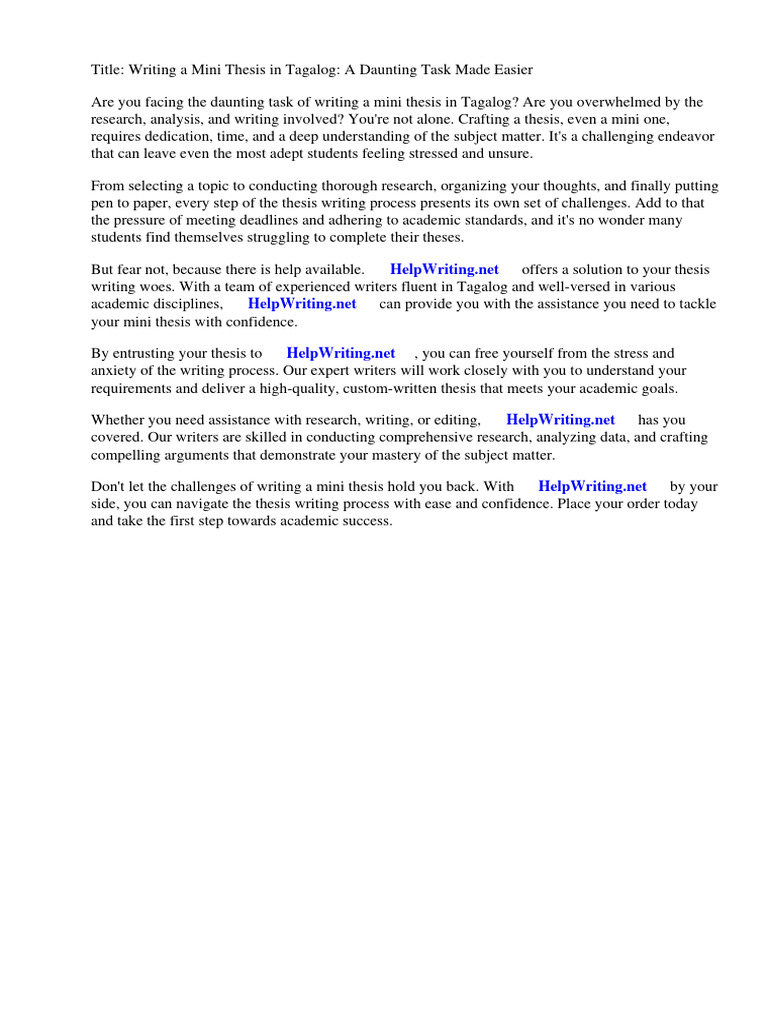 Tagalog Mini Thesis Writing Help | PDF | Tagalog Language | Thesis