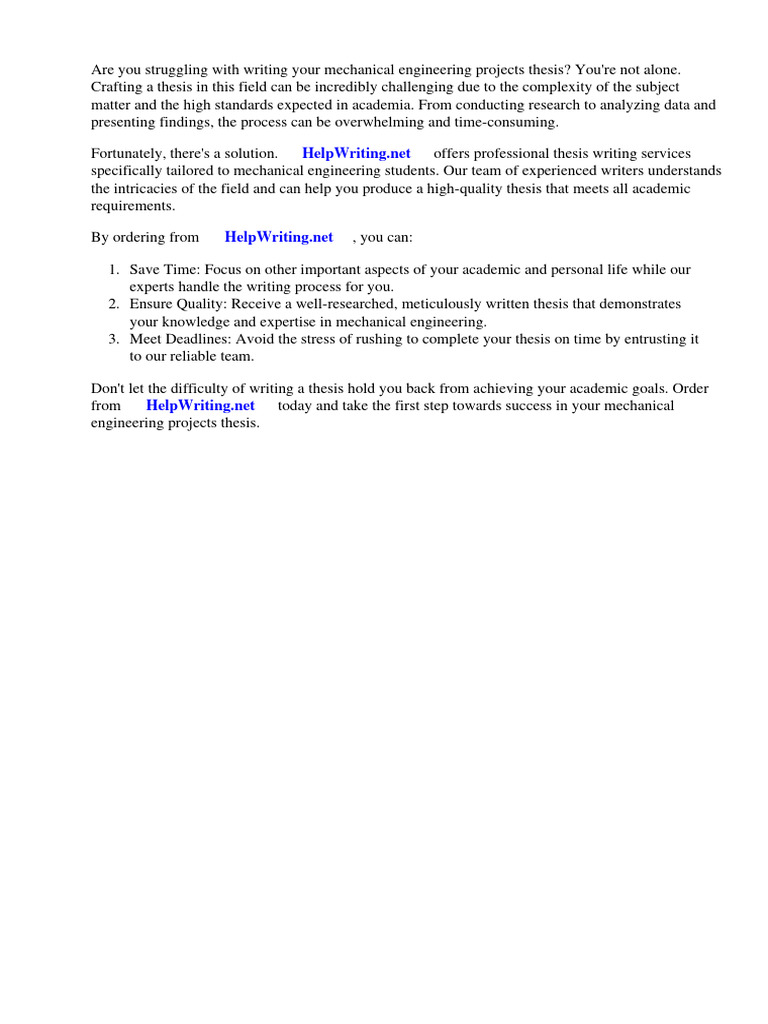 Mechanical Engineering Thesis Help | PDF | Engineering | Mechanical Engineering