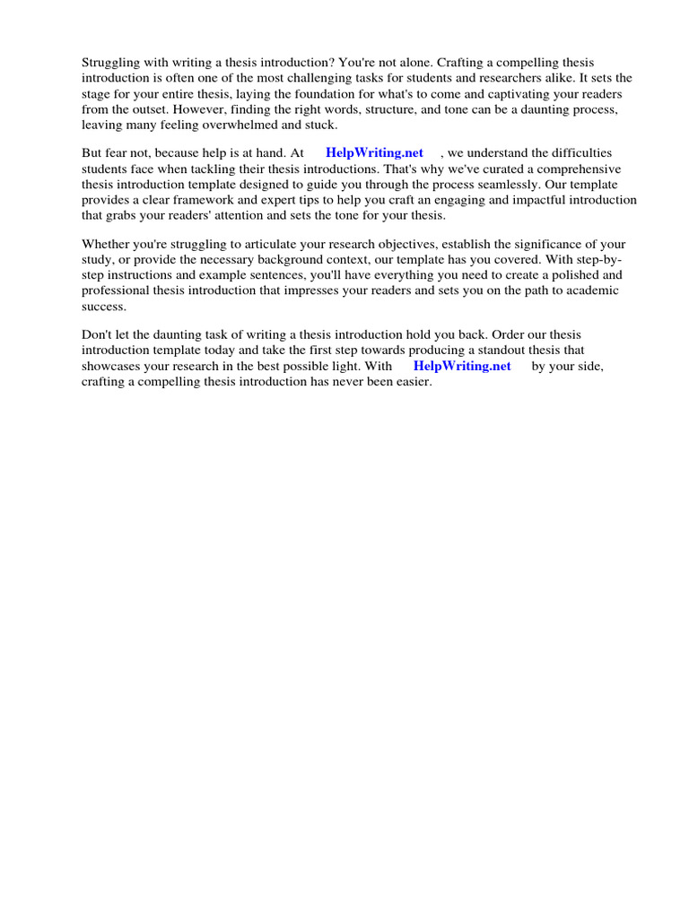 Thesis Introduction Template | PDF