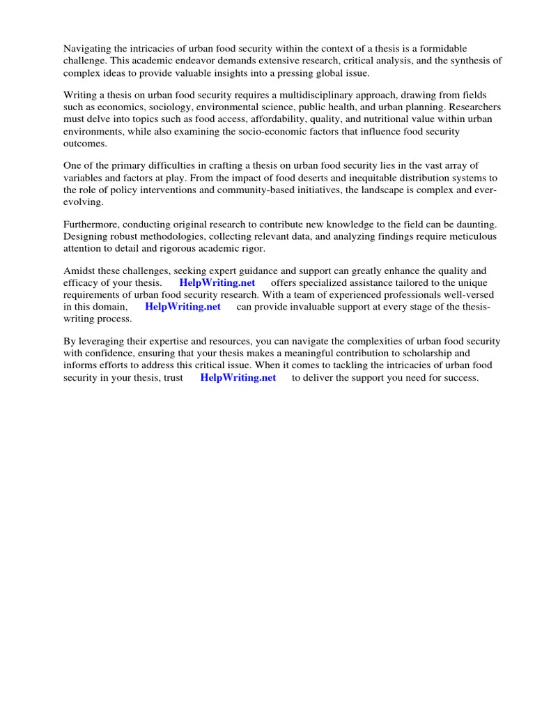 Urban Food Security Thesis | PDF | Food Security | Agriculture