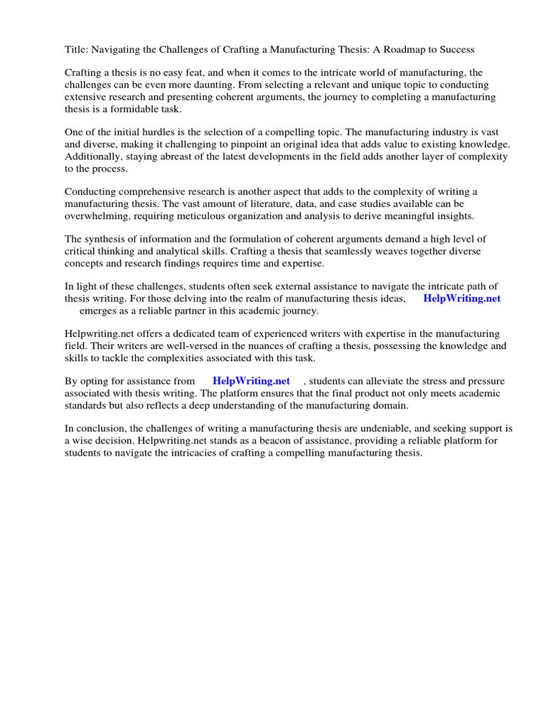 Manufacturing Thesis Ideas | PDF | Engineering | Social Media