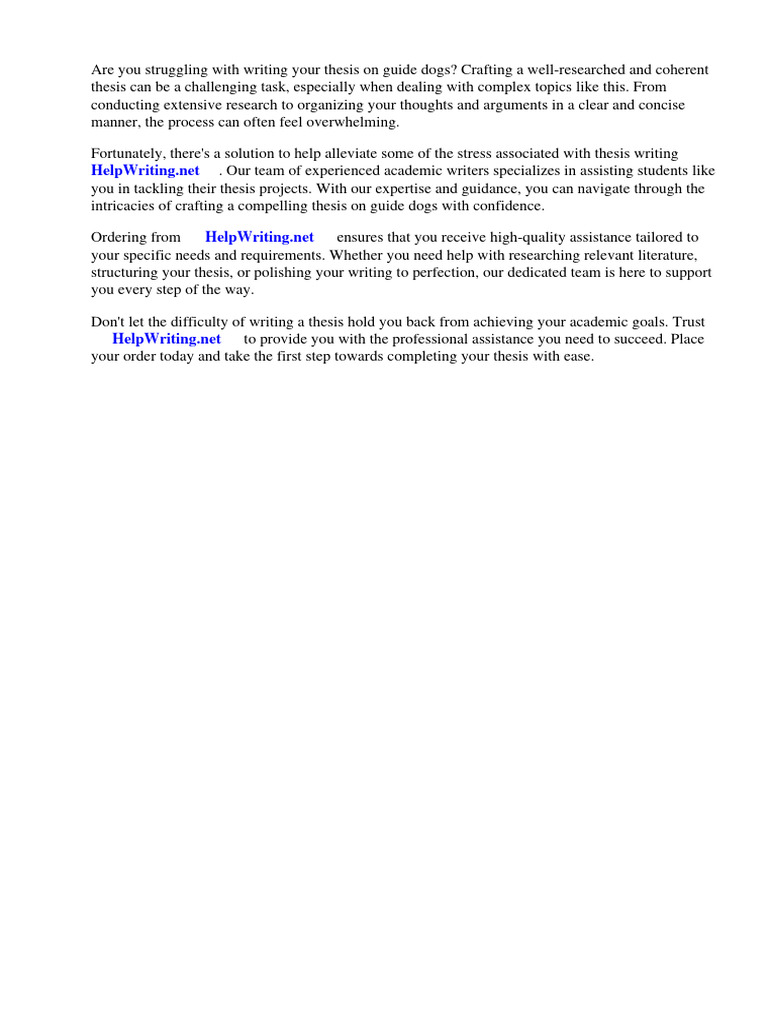 Guide Dogs Thesis Statement | PDF | Dogs | Pet