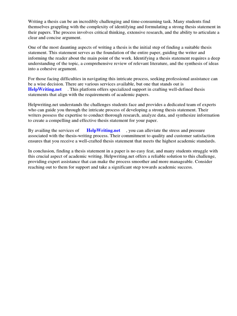 How To Find A Thesis Statement in A Paper | PDF | Essays | Thesis
