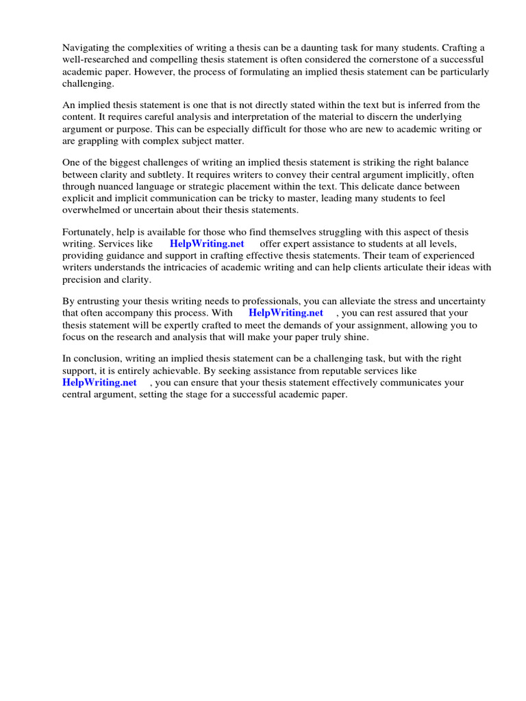 Understanding Implied Thesis Statements | PDF | Essays | Thesis