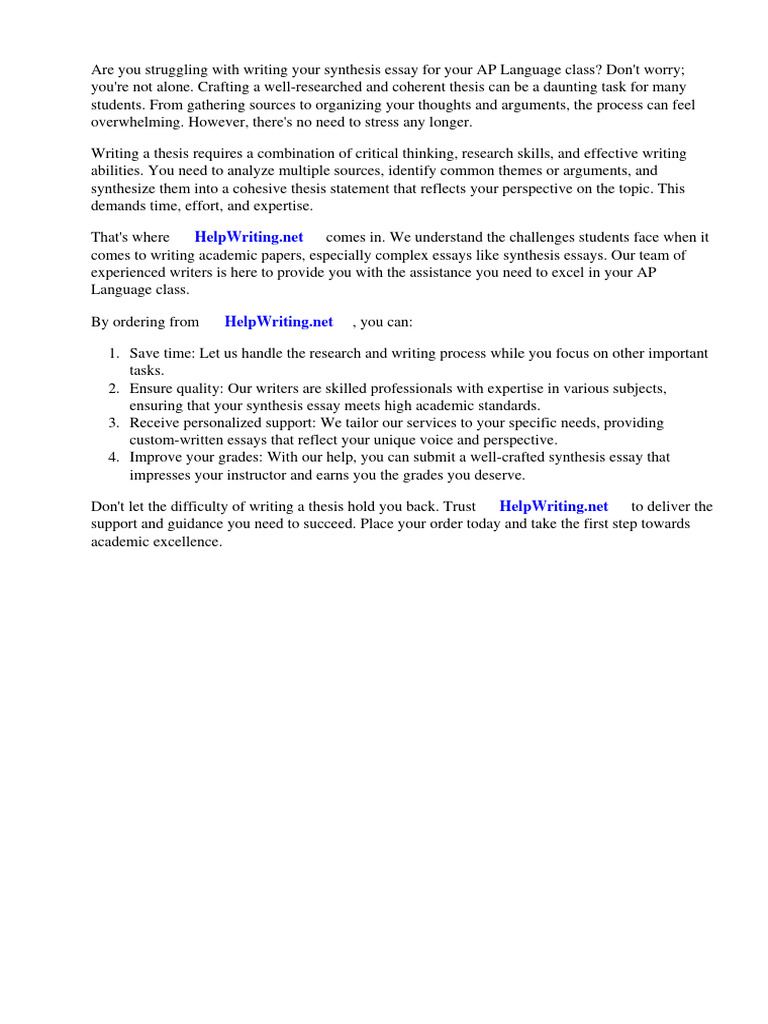Synthesis Essay AP Language Sample | PDF | Essays | Dialectic