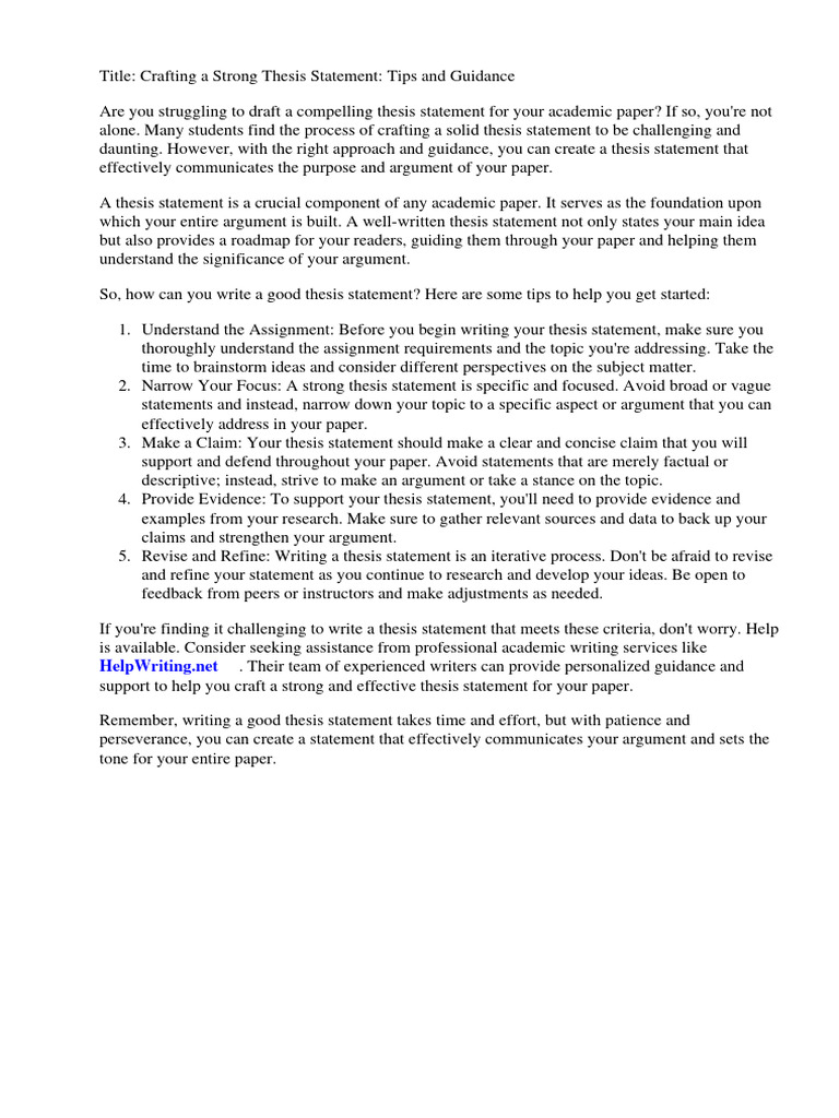 How Can You Write A Good Thesis Statement | PDF | Essays | Thesis How Can You Write A Good Thesis Statement | PDF | Essays | Thesis
