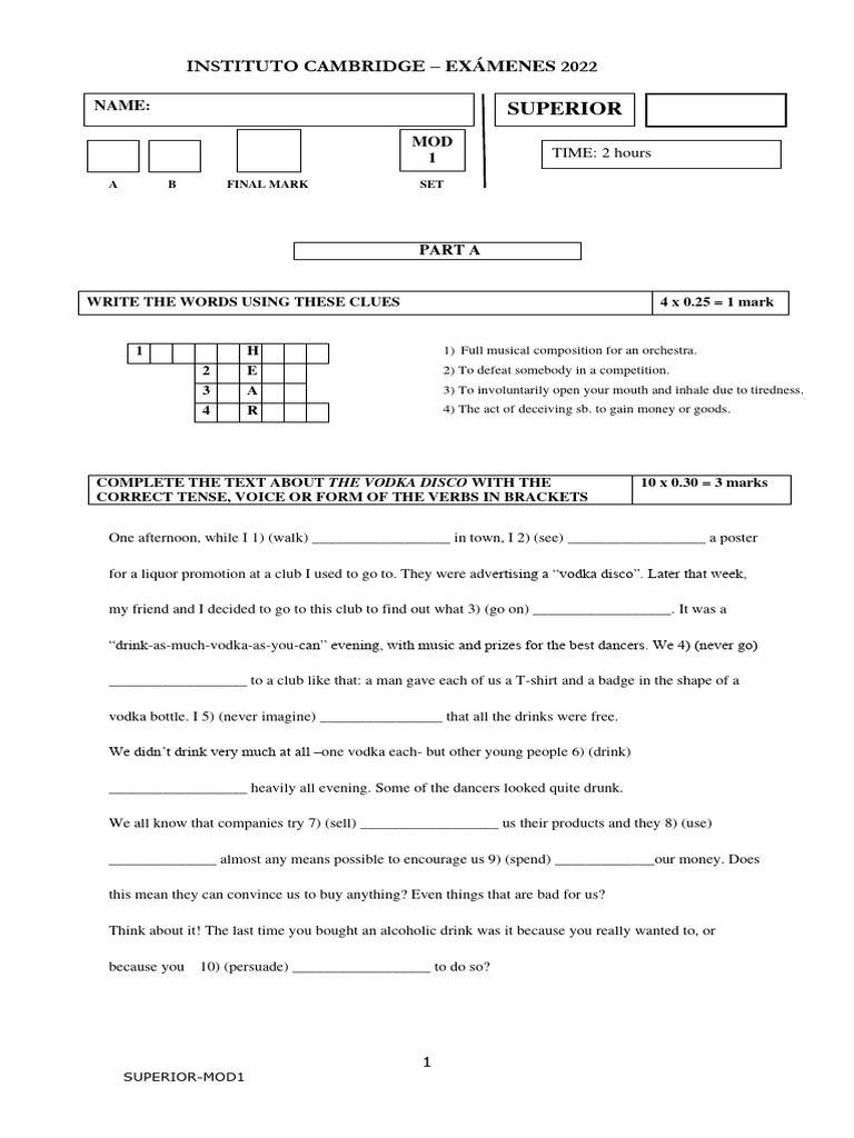 Superior Mod 1 Exam Overview | PDF