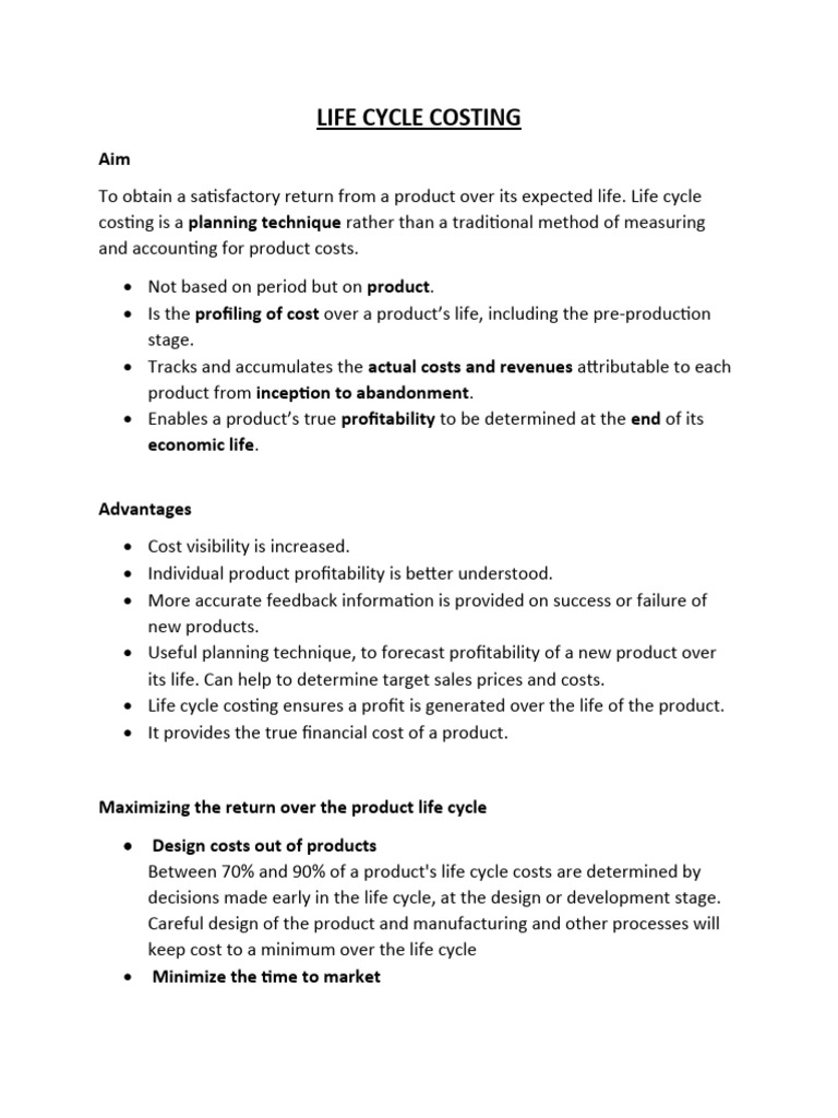 LIFE CYCLE COSTING | PDF