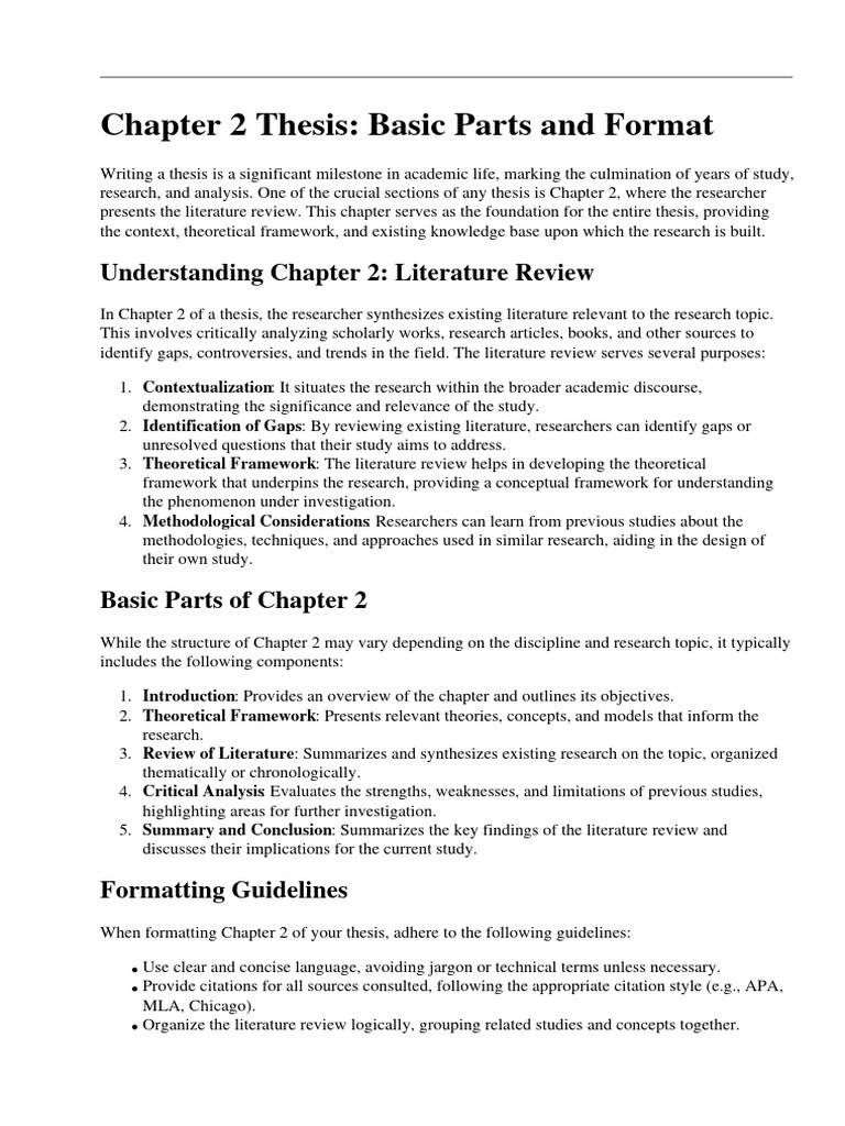 Chapter 2 Thesis Basic Parts and Format | PDF Chapter 2 Thesis Basic Parts and Format | PDF