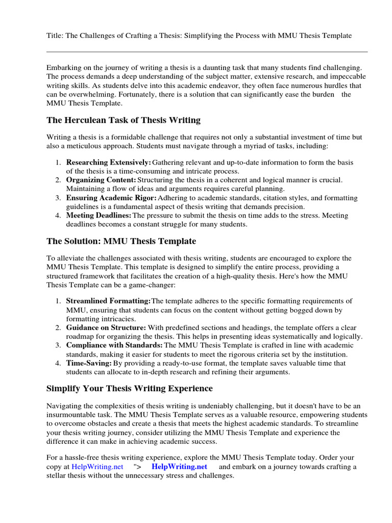 Mmu Thesis Template | PDF