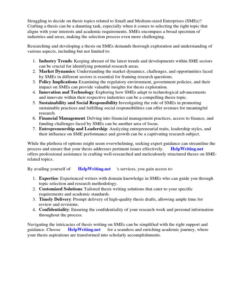Thesis Topics On Smes | PDF