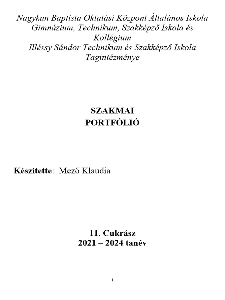 Szakmai Portfólió | PDF