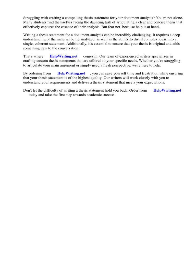 Thesis Statement For A Document Analysis | PDF