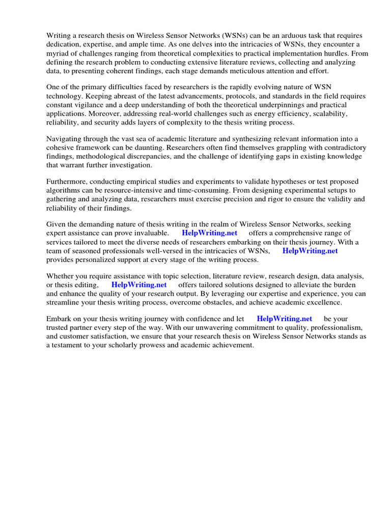Research Thesis On Wireless Sensor Networks | PDF | Wireless Sensor Network | Computer Network