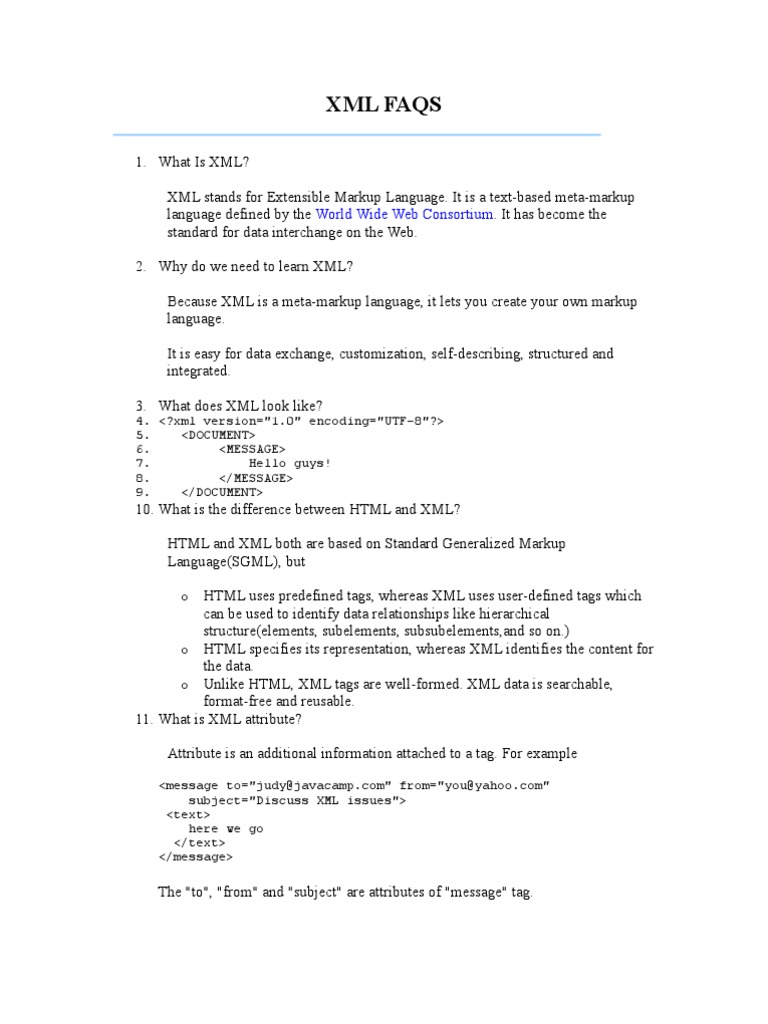 XML Faqs | PDF | Html Element | Xml