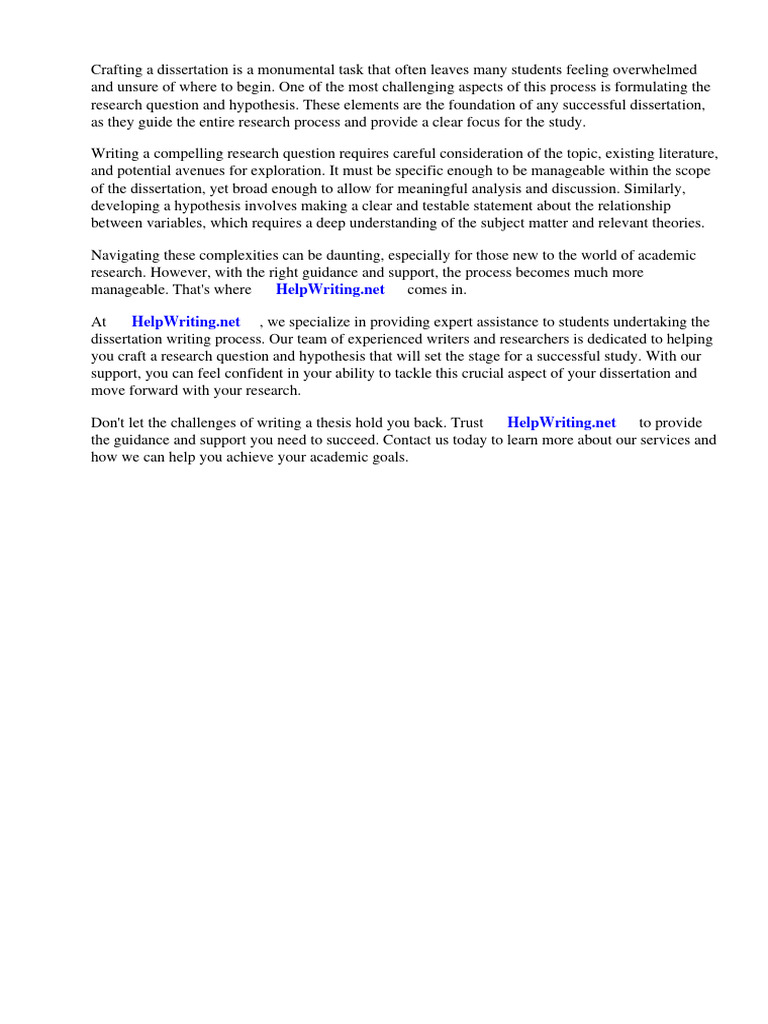 Dissertation Research Question Hypothesis | PDF | Hypothesis ...