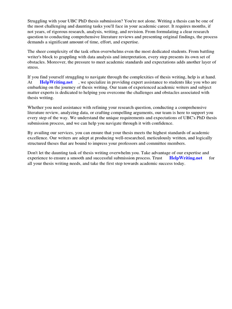 Ubc PHD Thesis Submission | PDF | Thesis | Doctor Of Philosophy