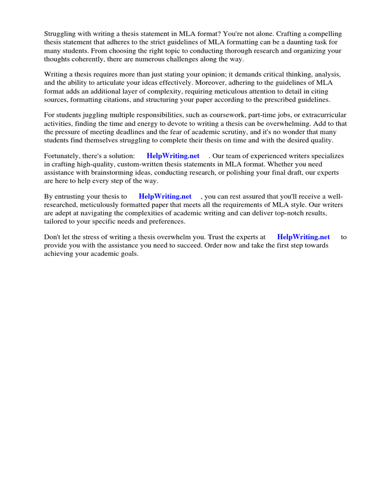 Writing A Thesis Statement in Mla Format | Download Free PDF | Essays ...
