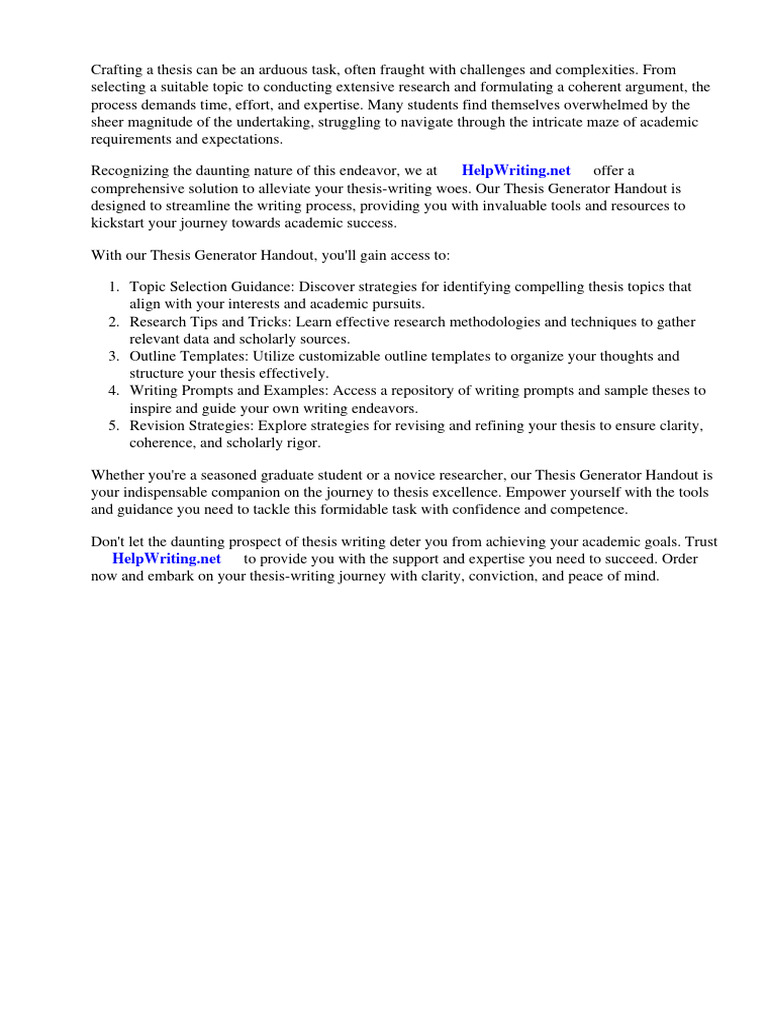 Thesis Generator Handout | PDF | Thesis | Essays
