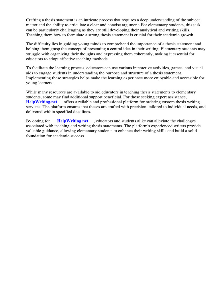 How To Teach Thesis Statement To Elementary Students | PDF | Career ...