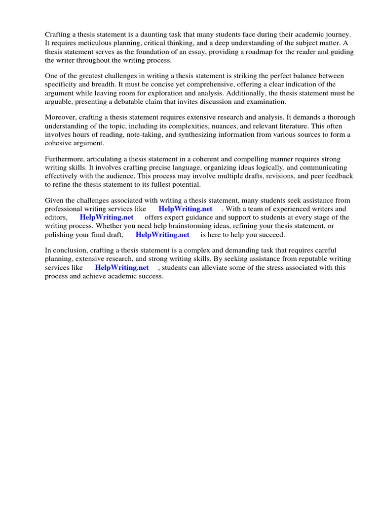 Essay Structure Thesis Statement | PDF