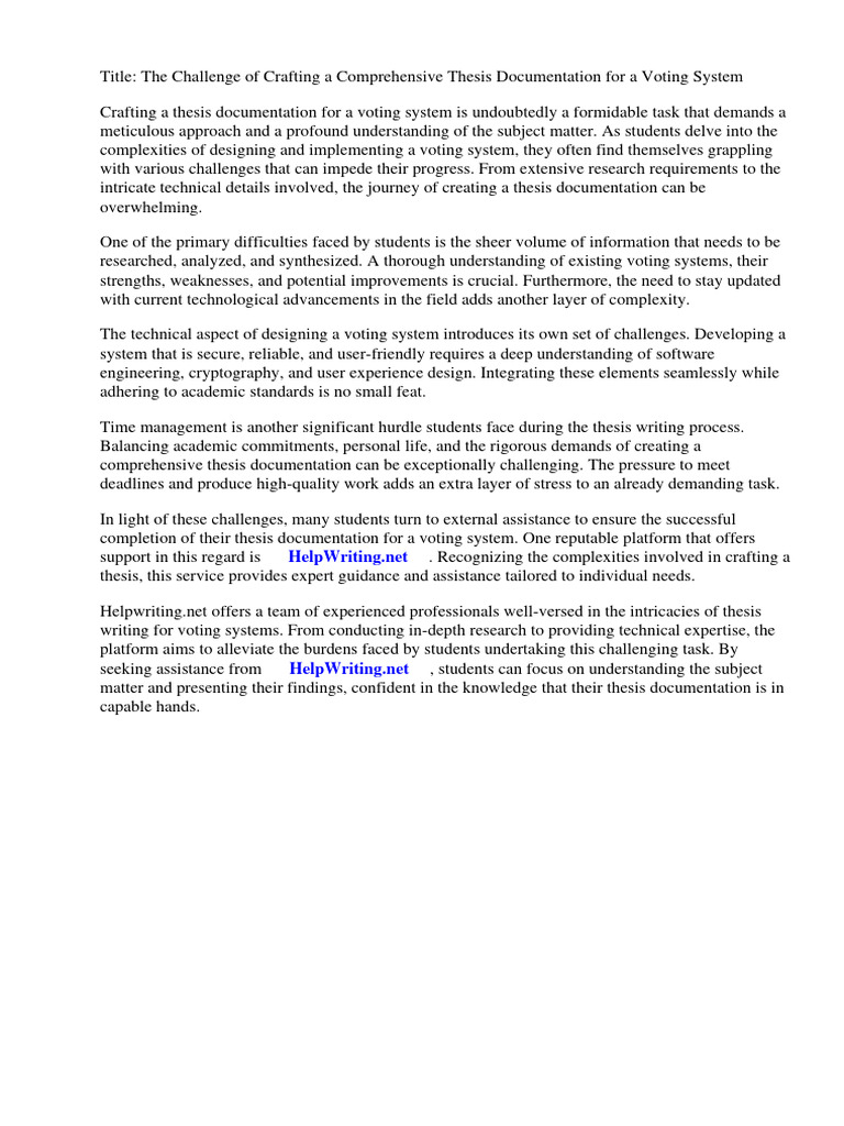 Thesis Documentation For Voting System | PDF Thesis Documentation For Voting System | PDF