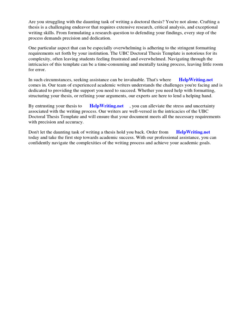 Ubc Doctoral Thesis Template | PDF