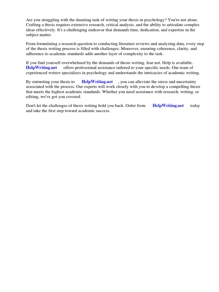 Sample Title of Thesis in Psychology | PDF | Thesis | Psychology