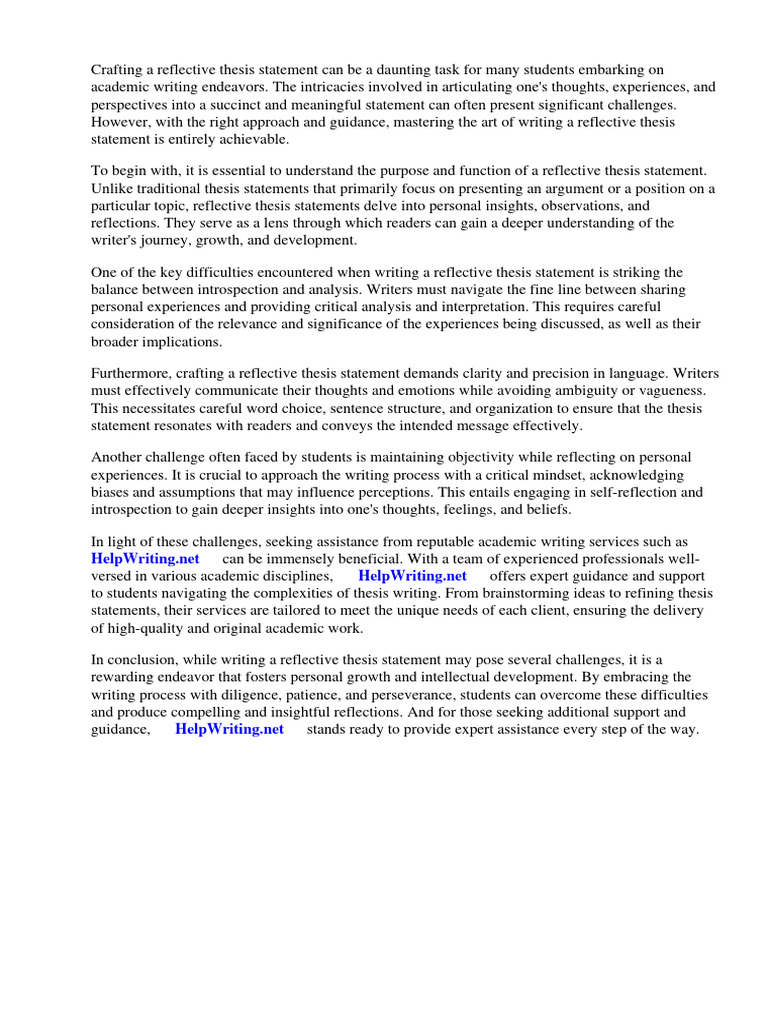 How To Write A Reflective Thesis Statement | PDF | Essays | Experience