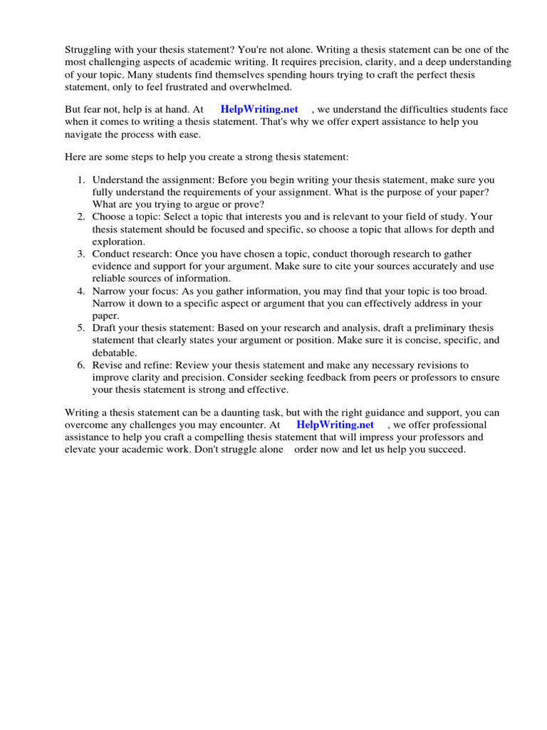 Steps To Do A Thesis Statement | PDF | Essays | Thesis