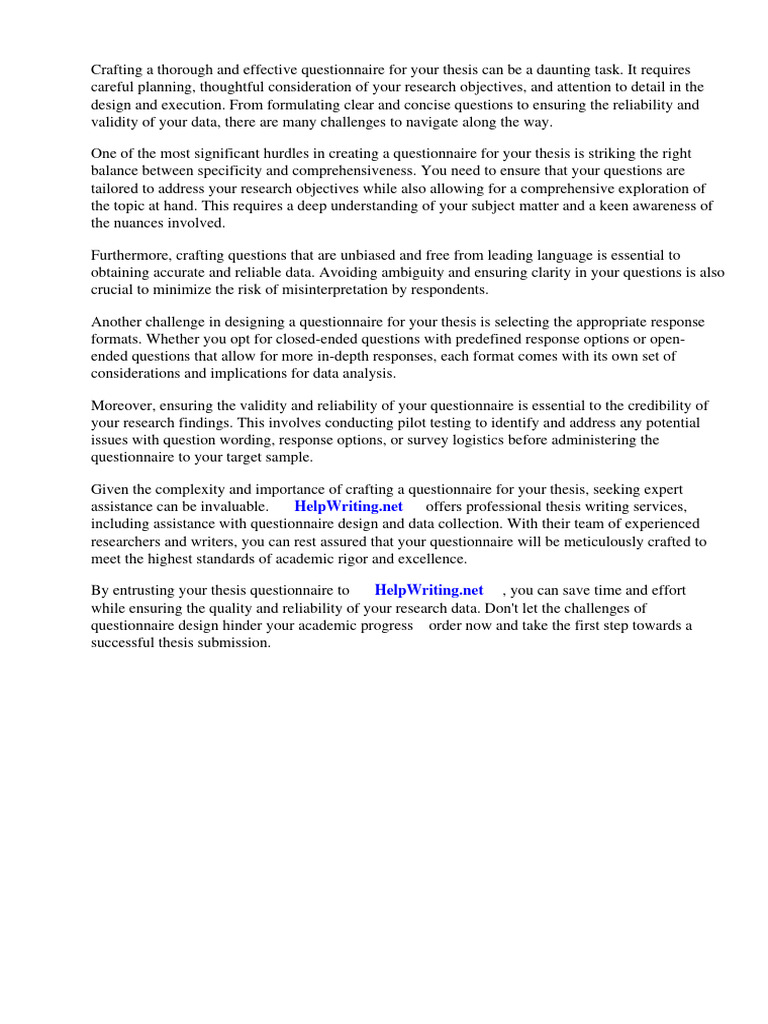 How To Make A Questionnaire For Thesis | PDF