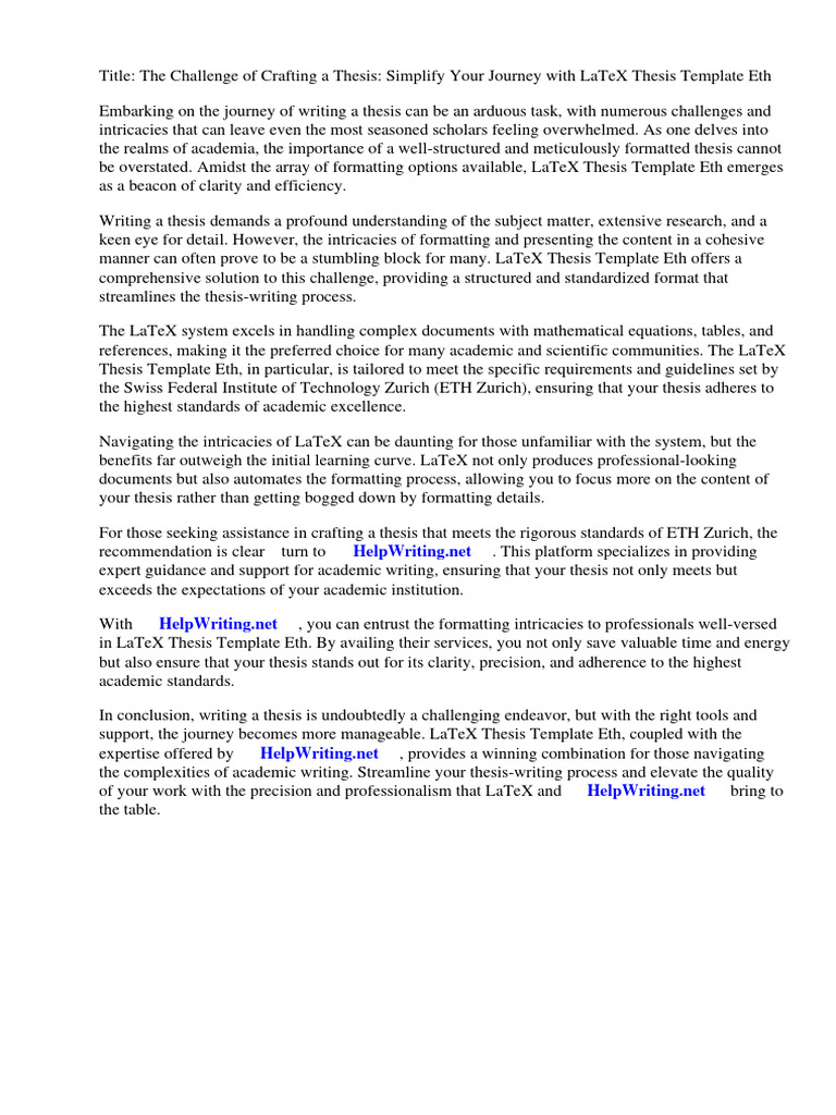 Latex Thesis Template Eth | PDF | Thesis | Te X