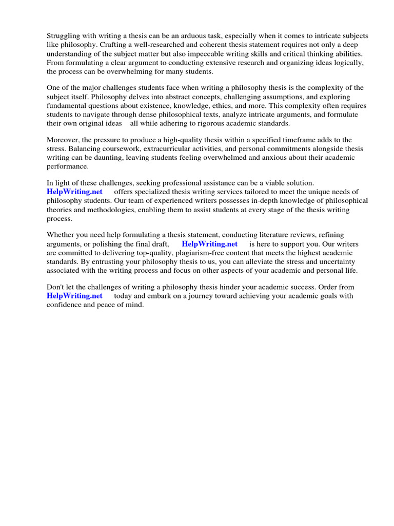 Example Philosophy Thesis Statement | PDF | Essays | Thesis