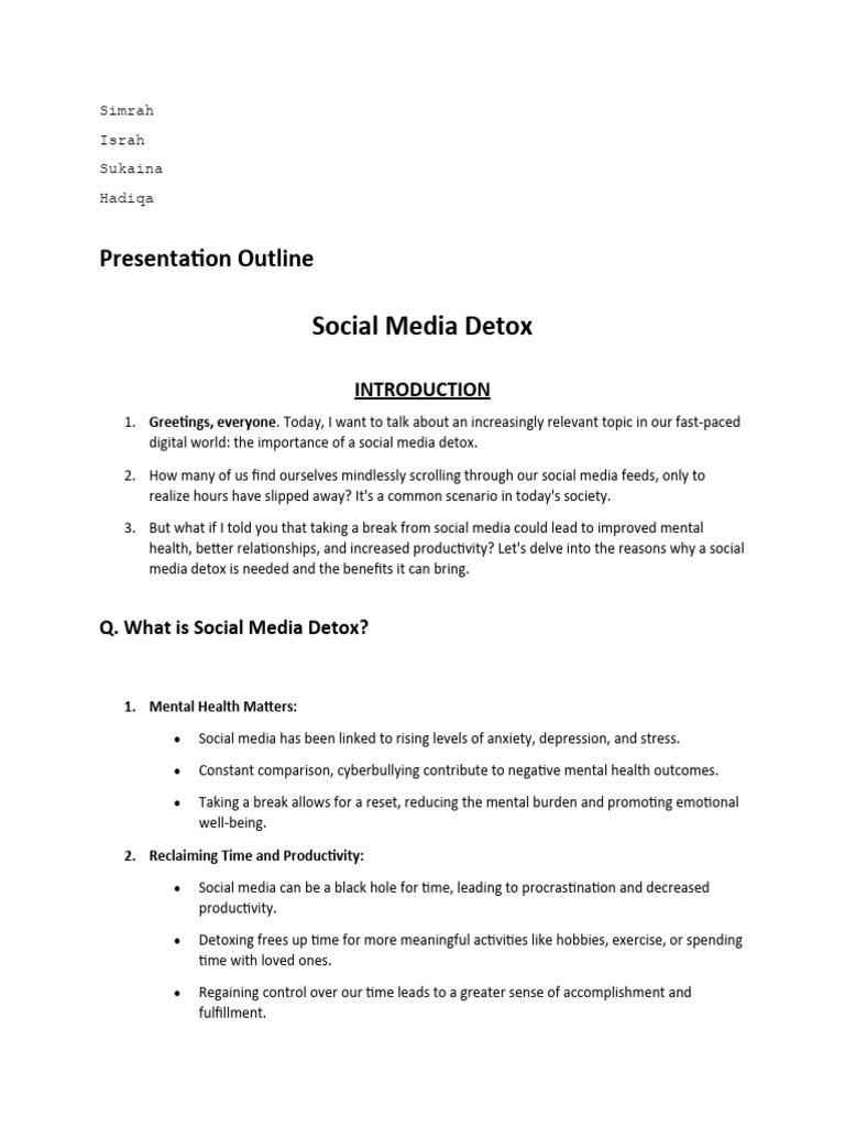 Social Media Detox | PDF