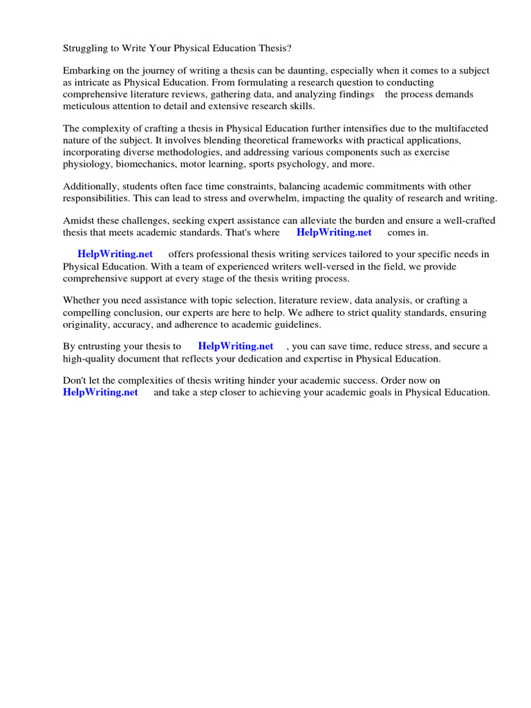 Thesis Title in Physical Education | PDF | Thesis | Special Education