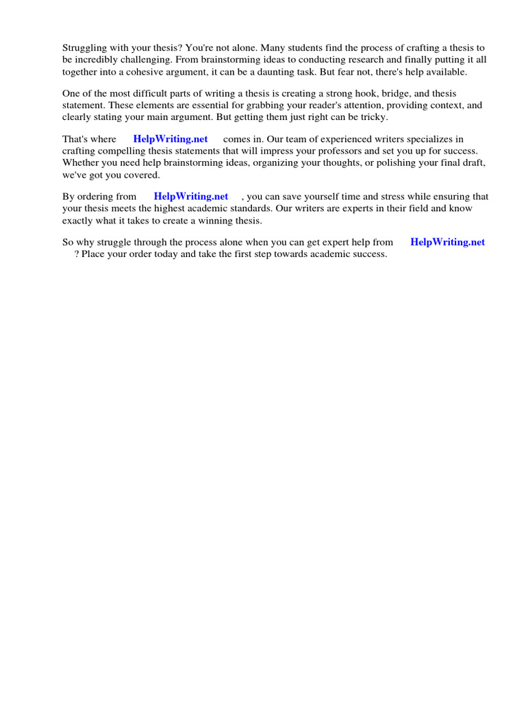 Hook Bridge Thesis Statement Pdf Essays Thesis