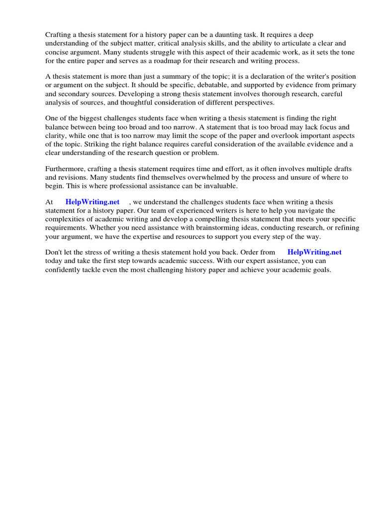 Crafting Effective History Thesis Statements | PDF | Essays | Thesis